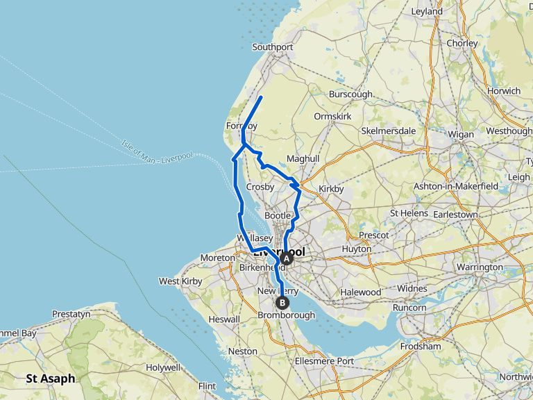 From Liverpool to Southport Pier loop | bike Tour | Komoot